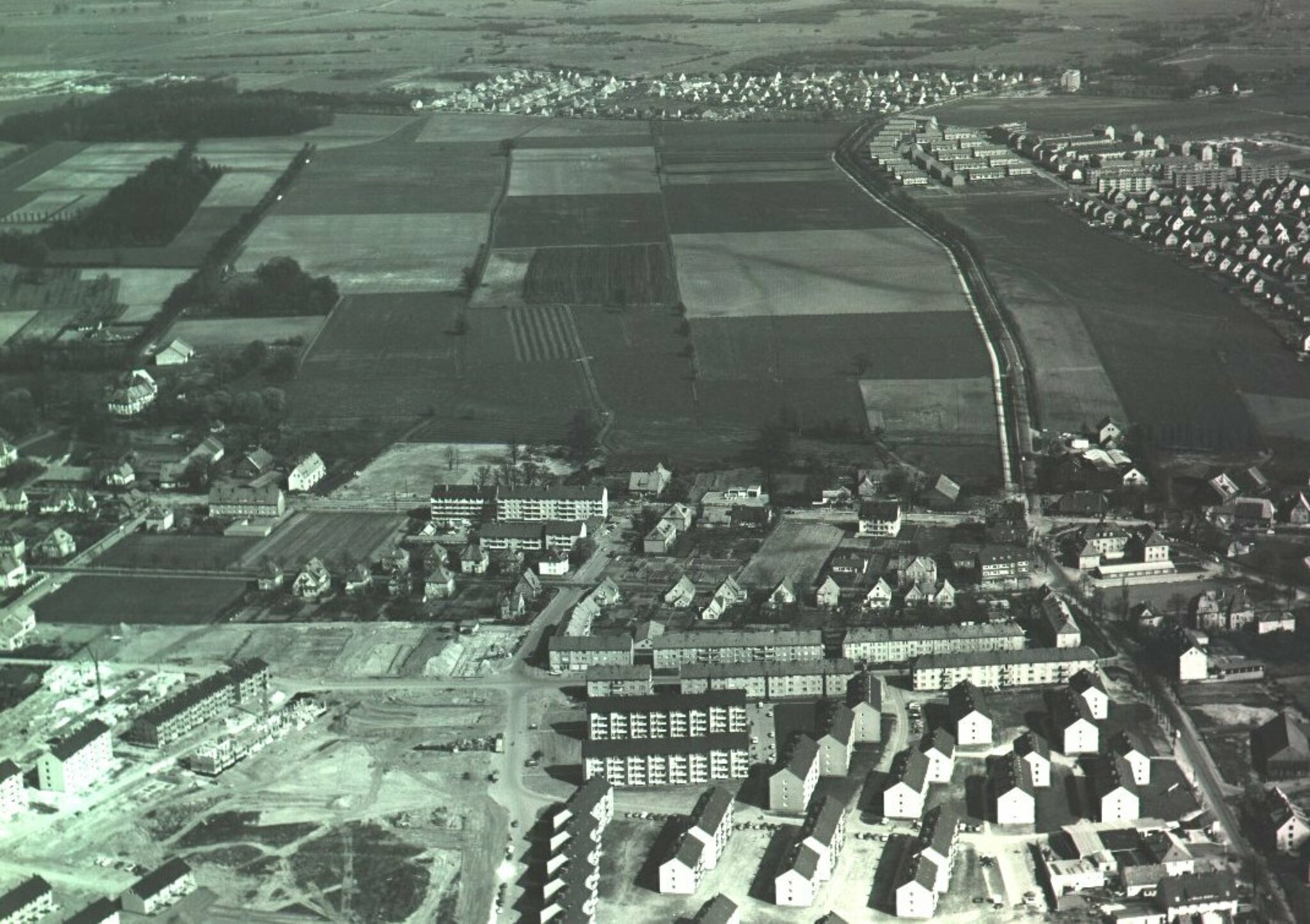 Langenhagen 1963: Stadtzentrum aus der Luft - Langenhagen