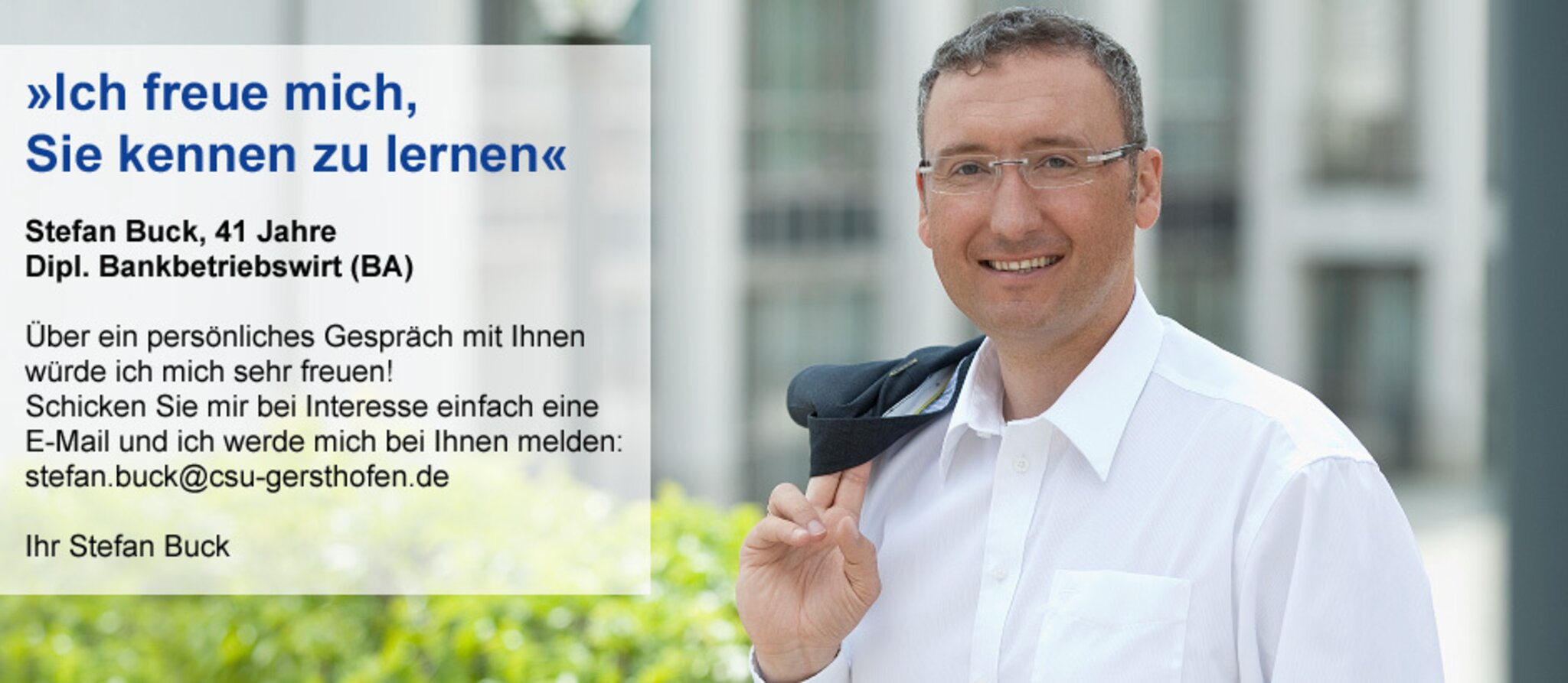 CSU Bürgermeisterkandidat Stefan Buck informiert Online - Gersthofen