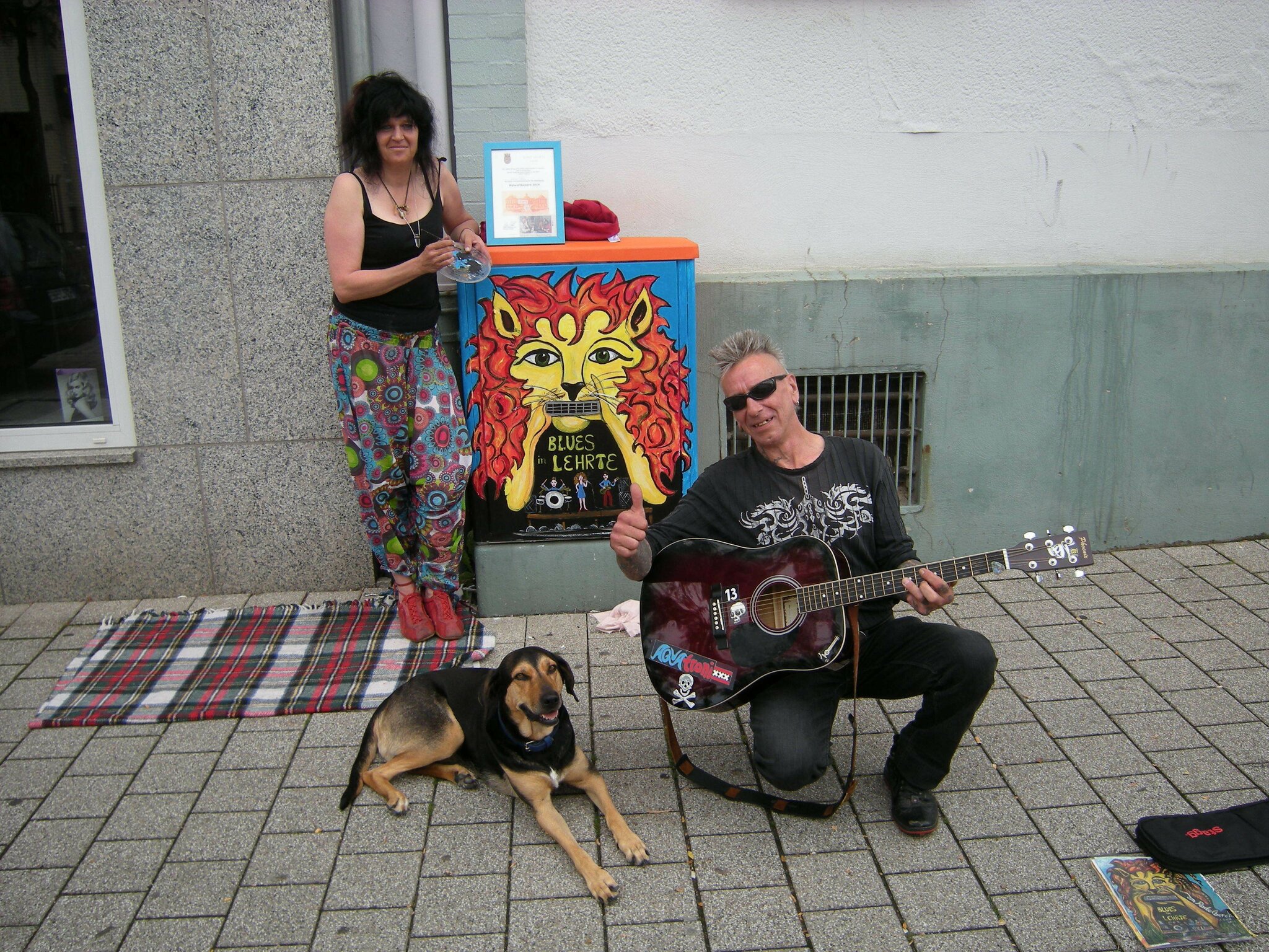 Auch Andrea Hahn bemalte die Stromkästen mit dem Löwen und dem Hinweis ...