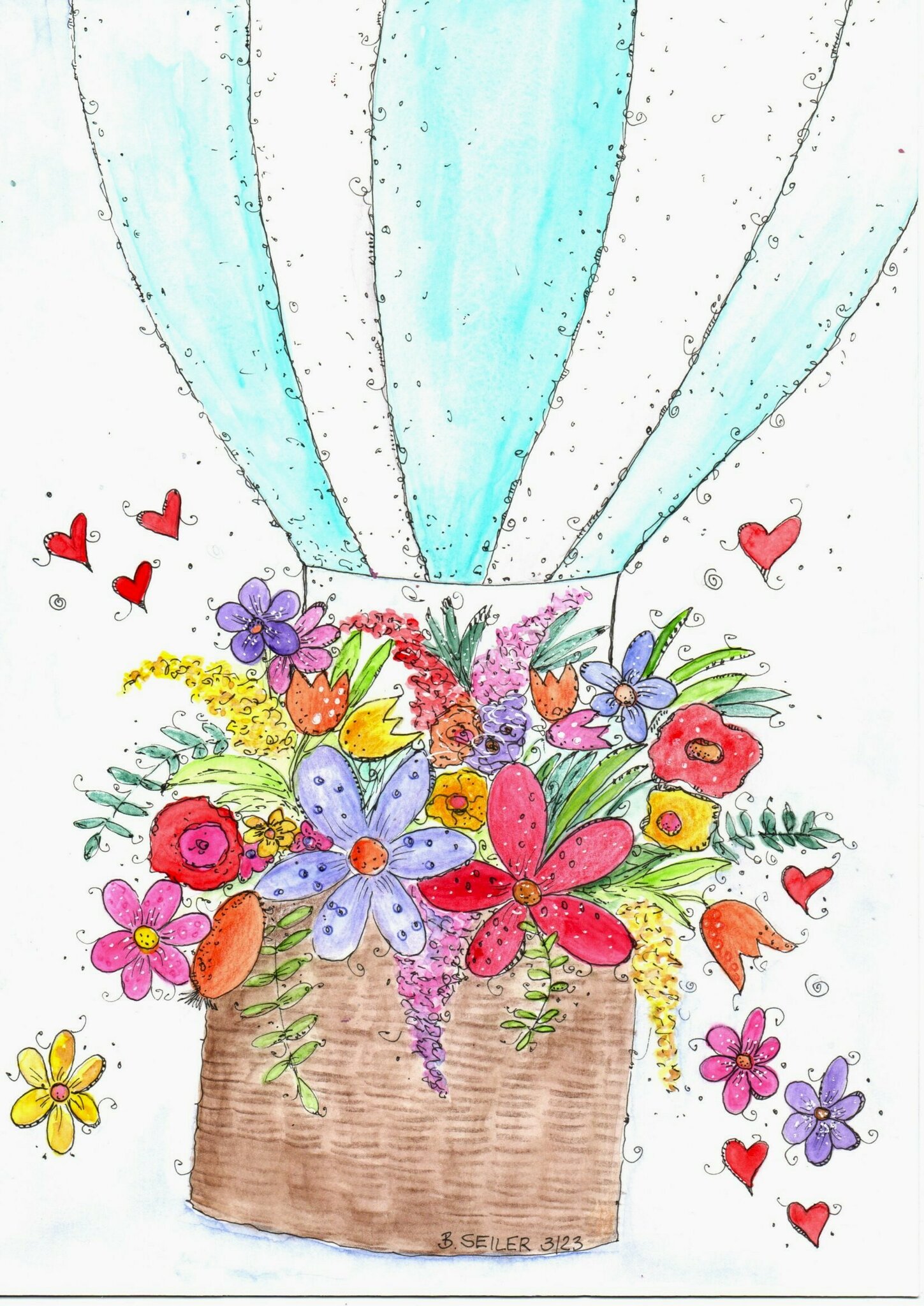 Karten mit Herz - Kunst für Kinder: Frühlingsgrüße aus der Ballonstadt ...