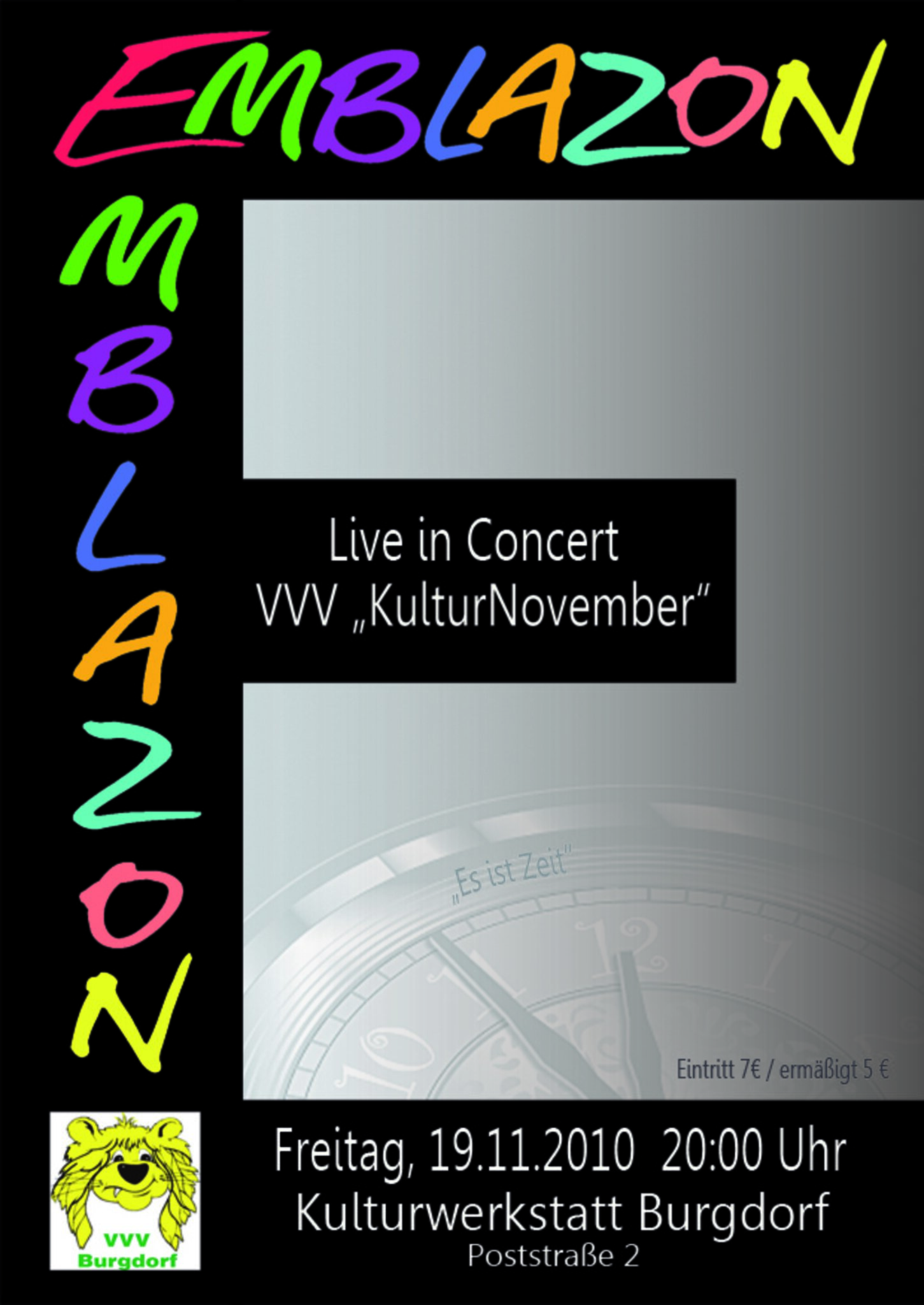 Emblazon - "Es ist Zeit" Premiere in der KulturWerkStadt am 19. November