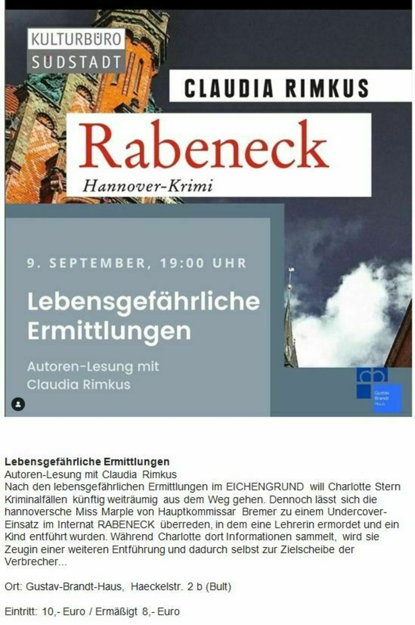 Kulturbüro Hannover Südstadt: Krimilesung RABENECK