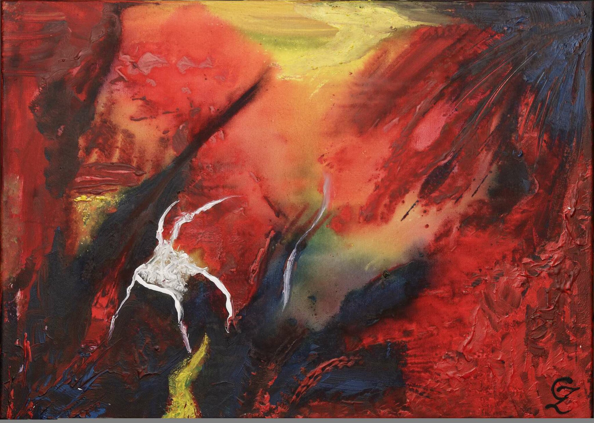 'Vulkan - Acryl auf Leinwand - Materialmix - 50 x 60